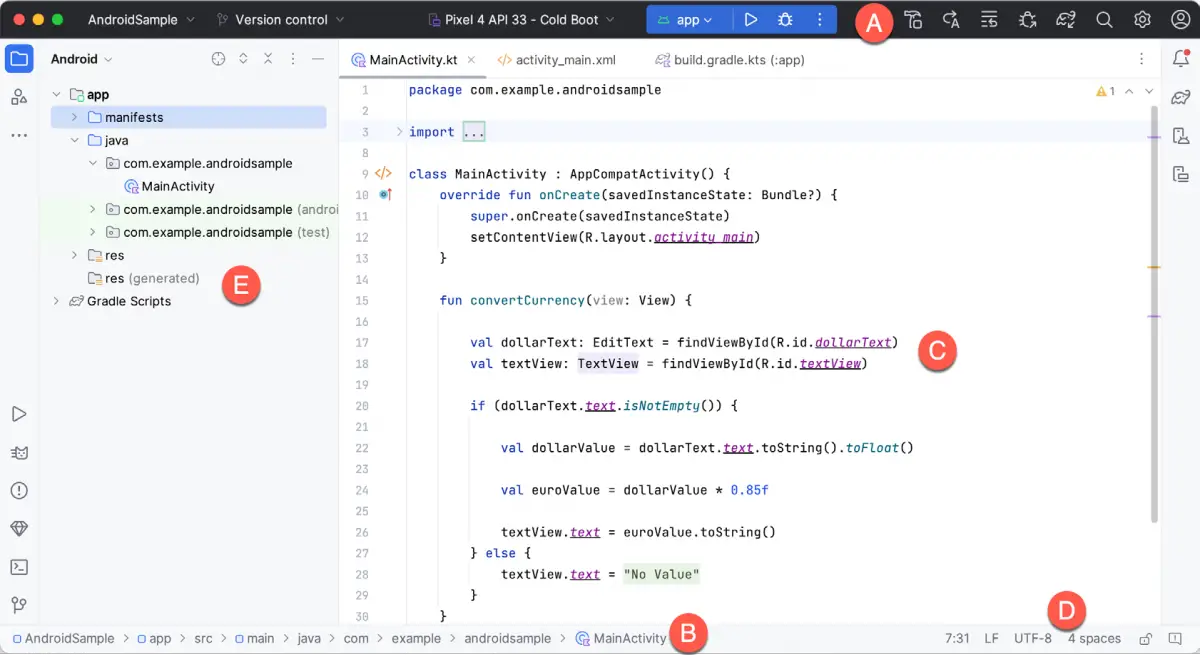 A Tour of the Android Studio User Interface – Answertopia
